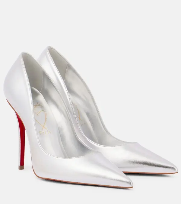 CHRISTIAN LOUBOUTIN Miss Z 100 Metallic Leather Pumps - Silver