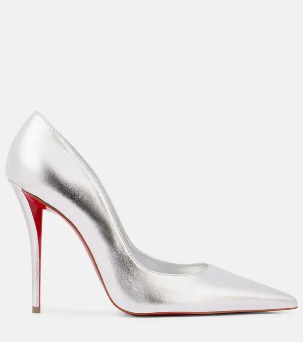 CHRISTIAN LOUBOUTIN Miss Z 100 Metallic Leather Pumps - Silver