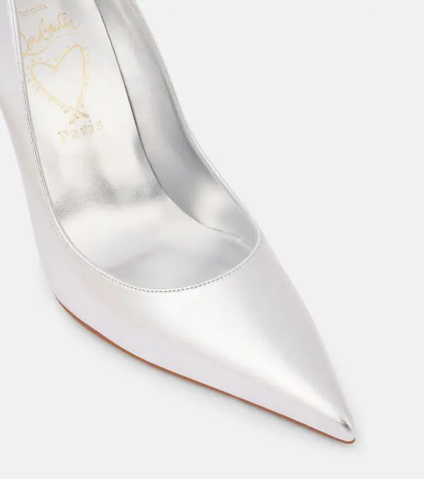 CHRISTIAN LOUBOUTIN Miss Z 100 Metallic Leather Pumps - Silver