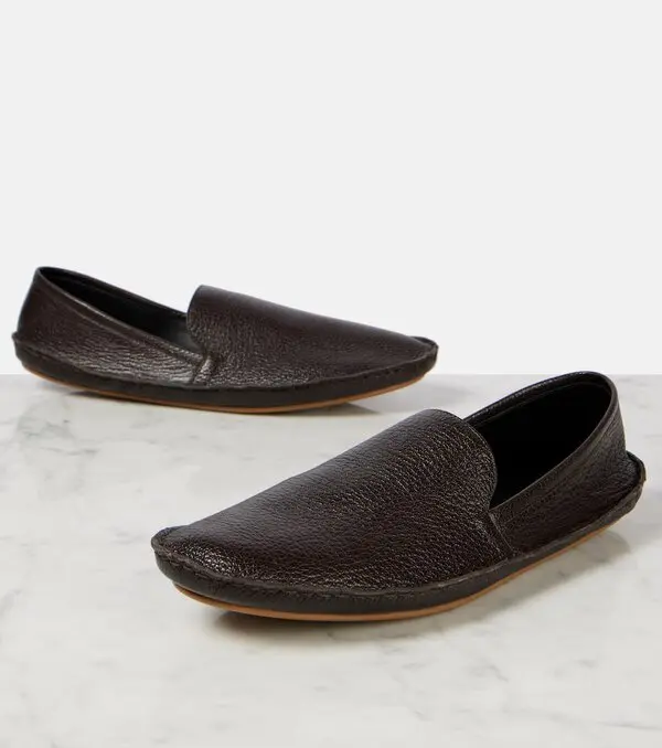 THE ROW Vasko Leather Loafers - Brown