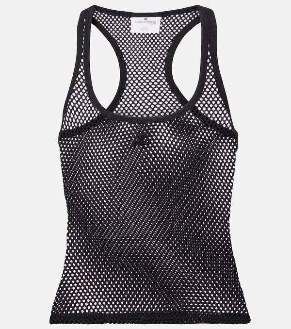 COURREGES Cotton Mesh Tank Top - Black