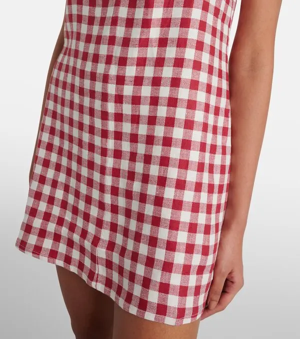Asceno Antiqua Gingham Linen Minidress - Red