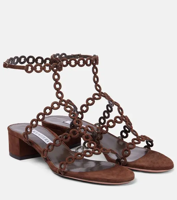 AQUAZZURA Infinity Chain 35 Suede Sandals