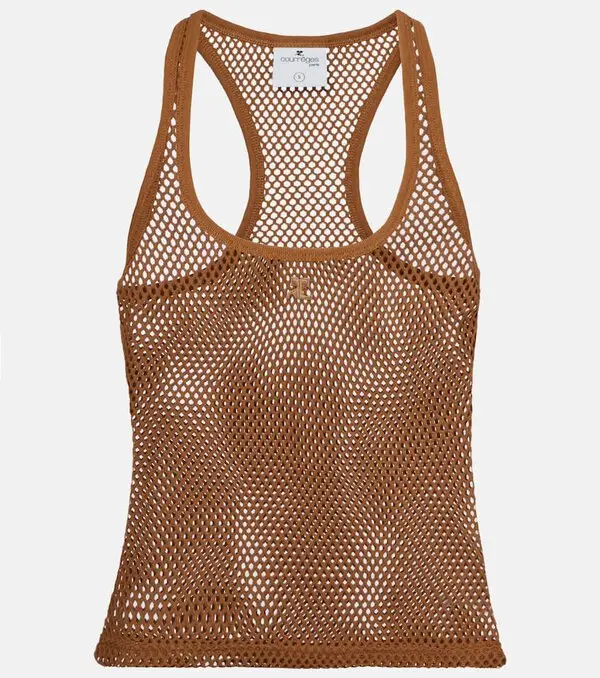 COURREGES Scuba Cotton Mesh Tank Top