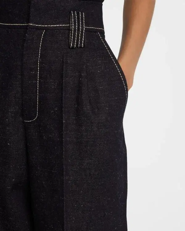 Dice Kayek Pleated Wide-leg Denim Pants - Indigo