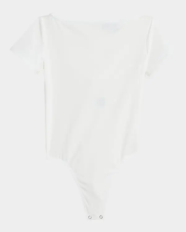 Lapointe Compact Jersey Short-sleeve Bodysuit - Optic White