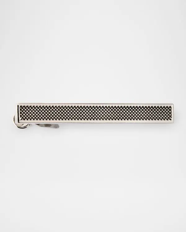 LINK UP Textured Brass Tie Bar - Silver