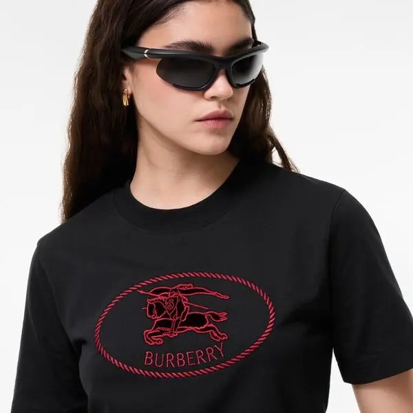 Burberry Knight Stamp Cotton T-shirt - Black