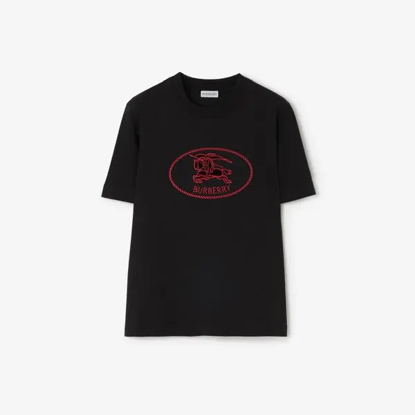 Burberry Knight Stamp Cotton T-shirt - Black