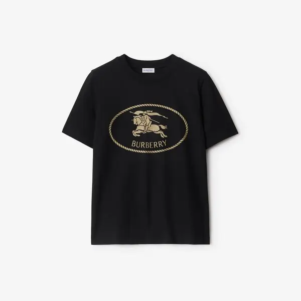 Burberry Knight Stamp Cotton T-shirt - Black