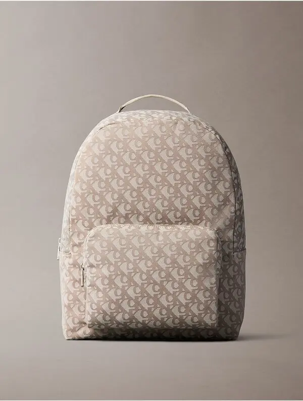 Calvin Klein Monogram Jacquard Zip Backpack - Caribou/weathered Teak