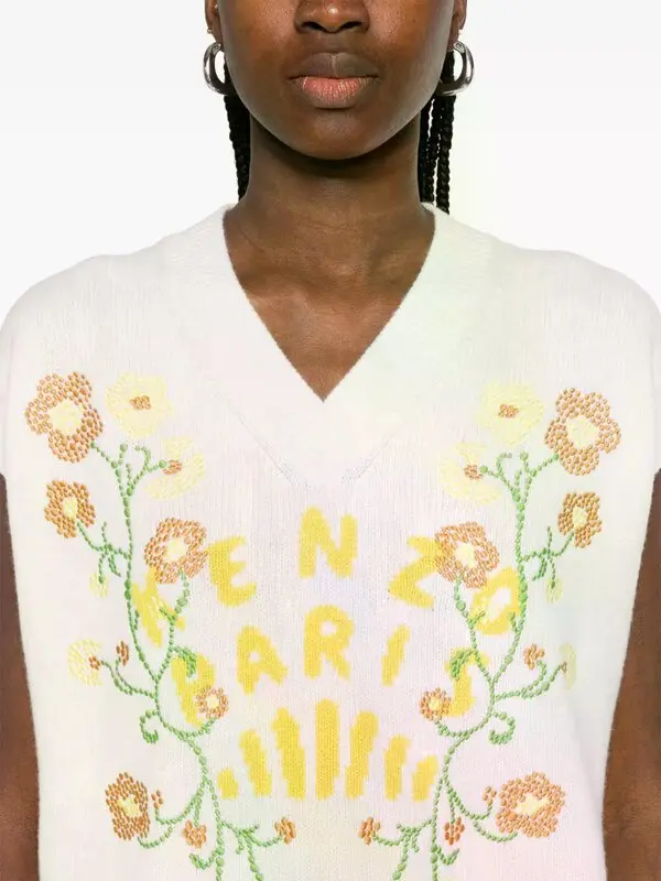 KENZO BOKE FLOWER KNIT VEST ボケ ニットベスト Kenzo Jungle Flower Vest In White - 52% Off | Editorialist
