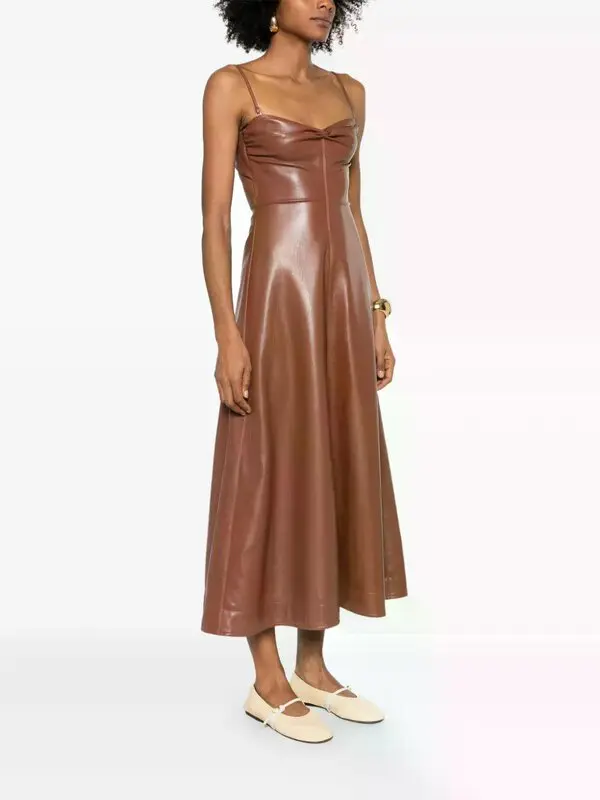 Nanushka Faux-leather Midi Dress - Brown