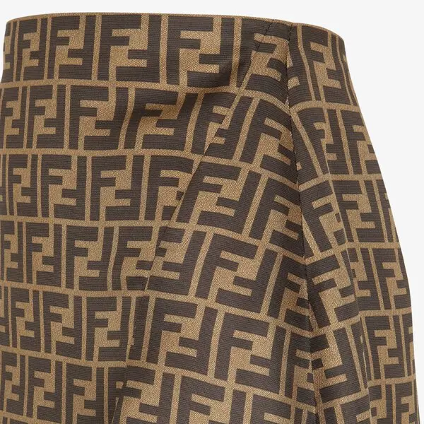 Fendi Flared Ff Motif Silk Twill Skirt