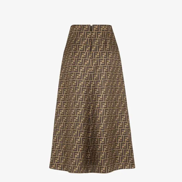 Fendi Flared Ff Motif Silk Twill Skirt