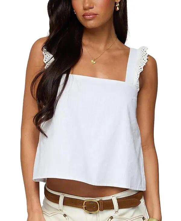 EDIKTED Viviana Linen Look Top - White