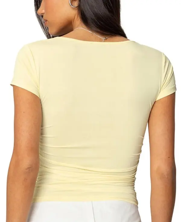EDIKTED Burkley Keyhole Gathered Top - Yellow