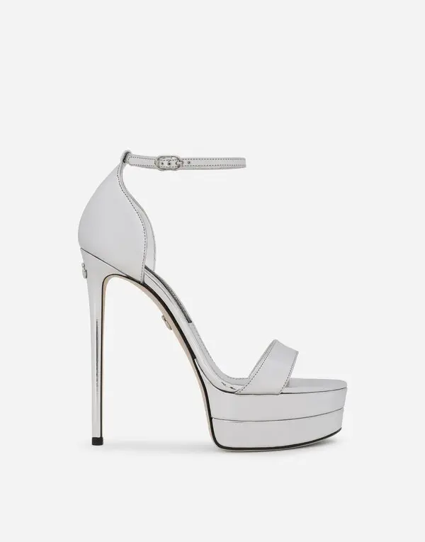 Dolce & Gabbana Mirrored-effect Platform Sandals - Silver