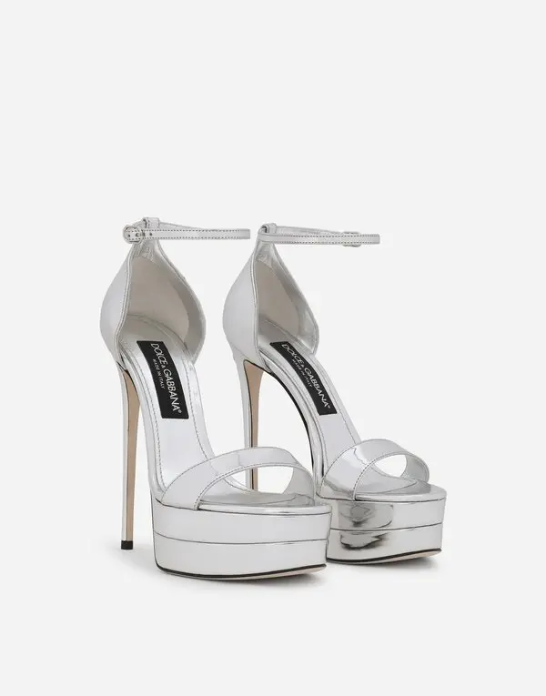 Dolce & Gabbana Mirrored-effect Platform Sandals - Silver
