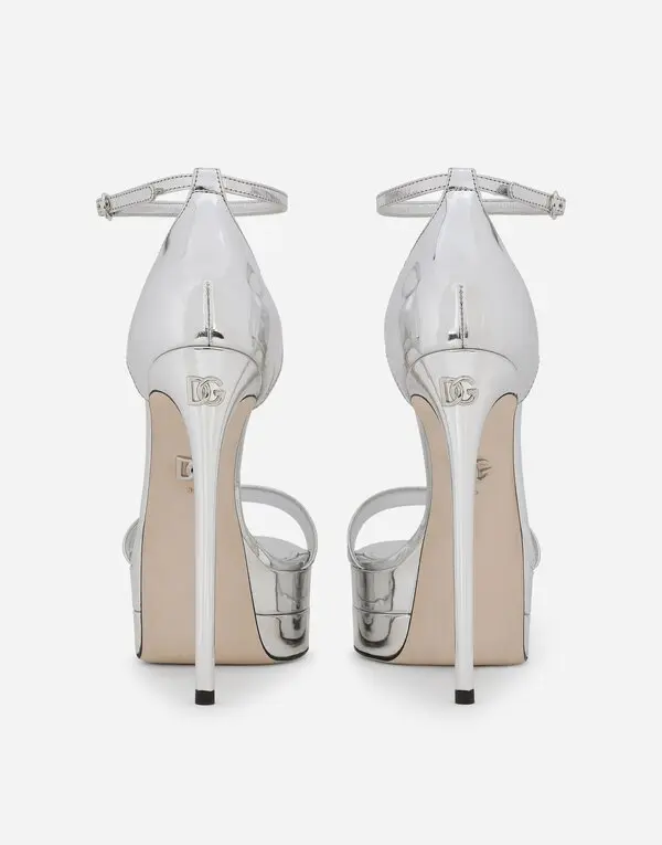 Dolce & Gabbana Mirrored-effect Platform Sandals - Silver