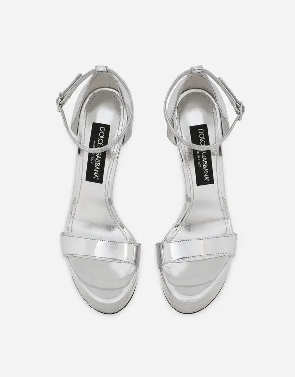 Dolce & Gabbana Mirrored-effect Platform Sandals - Silver