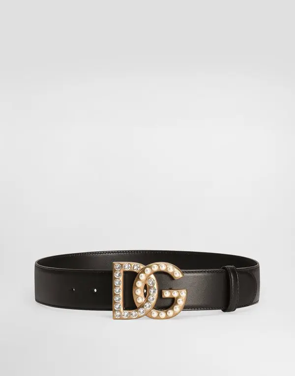 Dolce & Gabbana Calf Leather Belt With Dg Logo - Multicolor