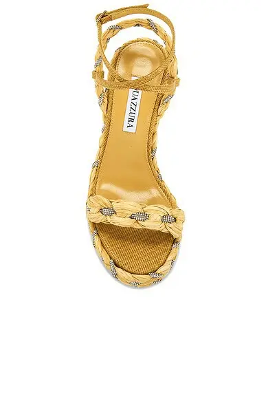AQUAZZURA Costiera 120 Crystal Wedge Sandal - Lemonade