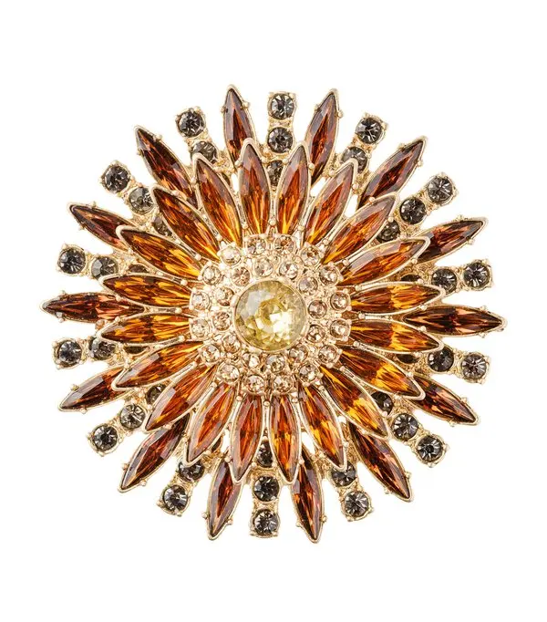 JOANNA BUCHANAN Set Of 4 Crystal Flower Napkin Rings - Orange