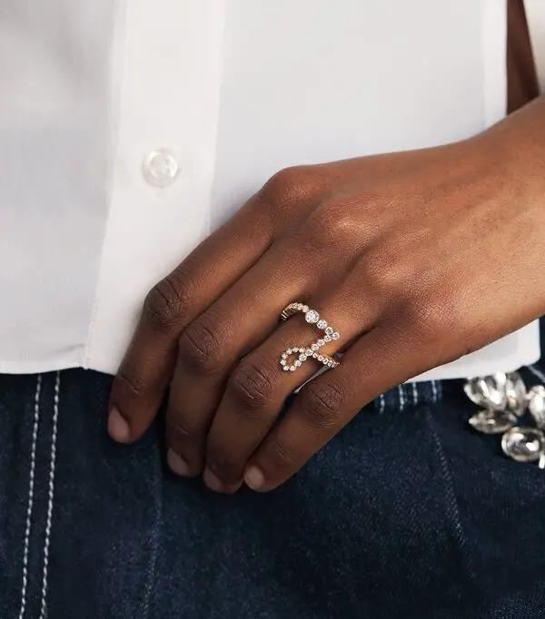 Sophie Bille Brahe Ensemble Initial Ring In Yellow And Diamonds