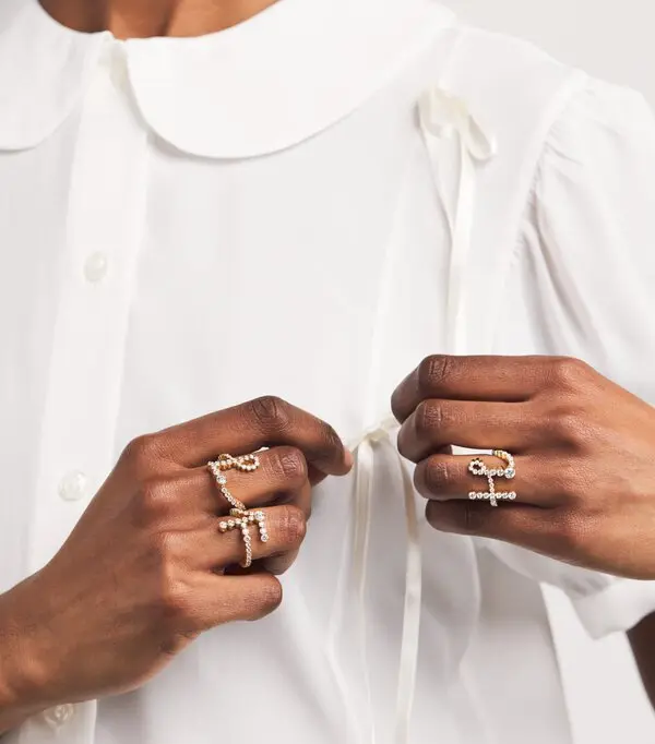 Sophie Bille Brahe Ensemble Initial Ring In Yellow And Diamonds