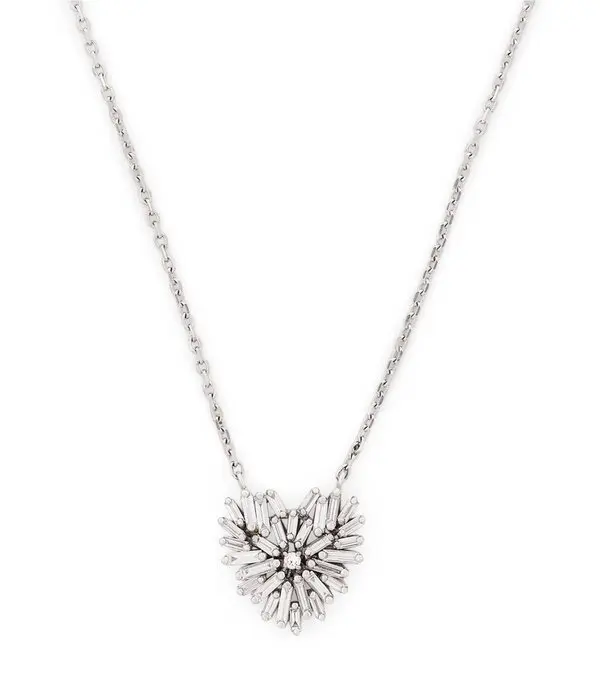 SUZANNE KALAN Gold And Diamond Heart Pendant Necklace - White