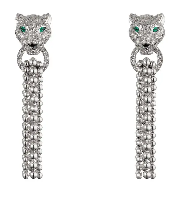 Cartier Panthère De Gold And Diamond Tassel Drop Earrings - White