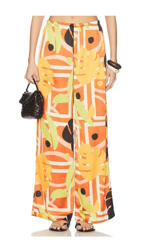 SEVEN WONDERS Wide Leg Printed Trousers - Orange