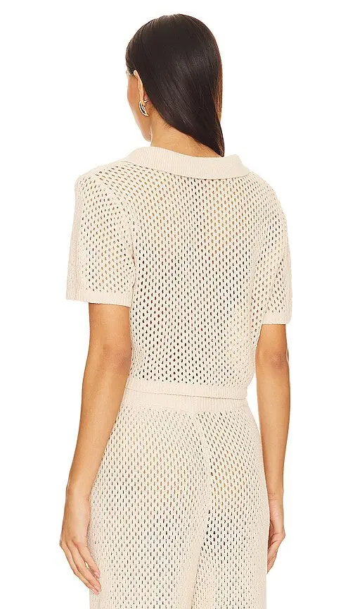 Onia Crochet Cropped Polo Top