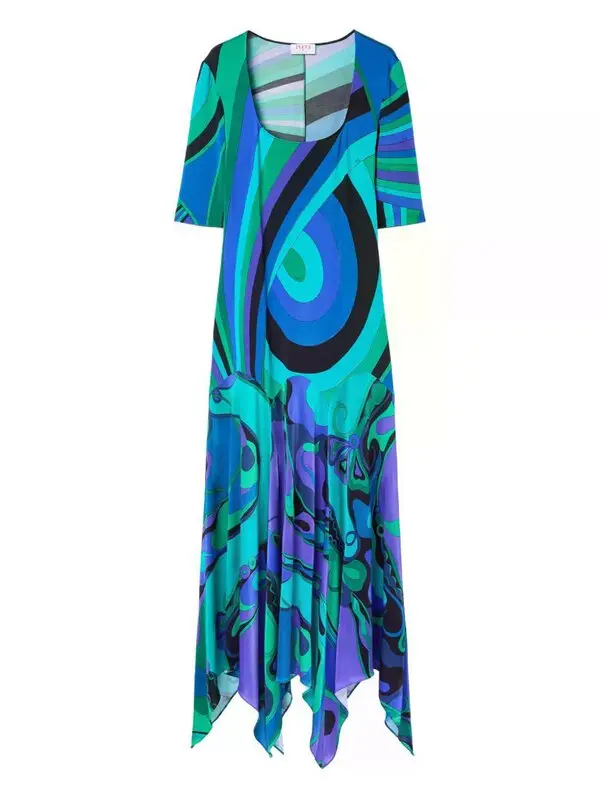 Emilio Pucci Asymmetric-hem Maxi Dress - Blue
