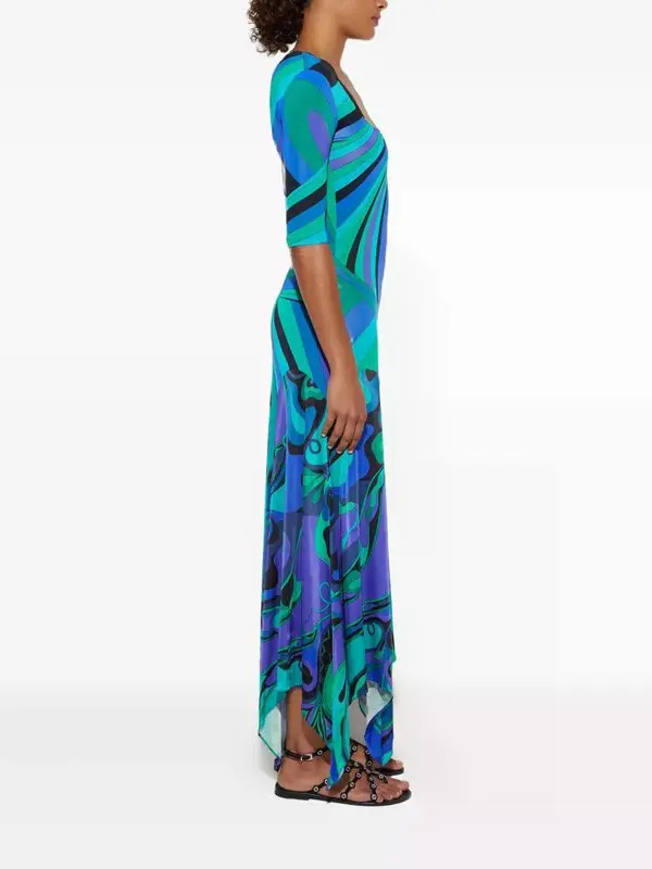 Emilio Pucci Asymmetric-hem Maxi Dress - Blue