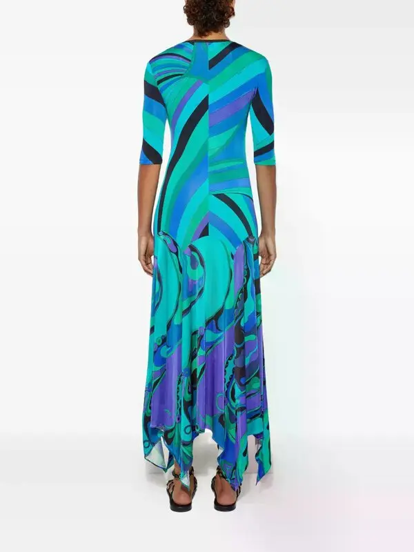 Emilio Pucci Asymmetric-hem Maxi Dress - Blue