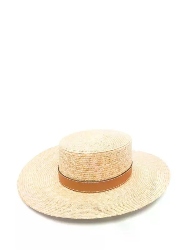 Gucci Logo-plaque Boater Hat - Neutrals