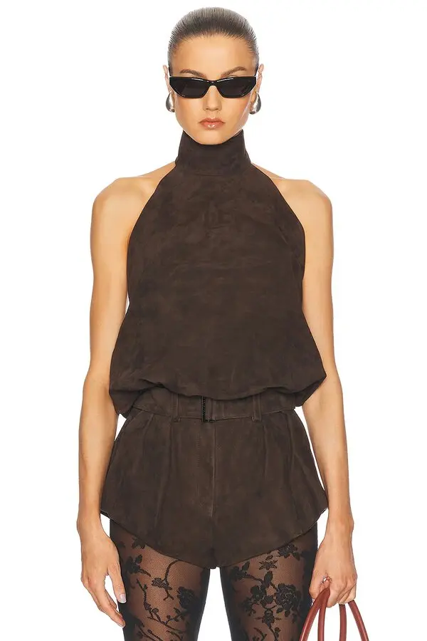 Magda Butrym Suede Halter Top