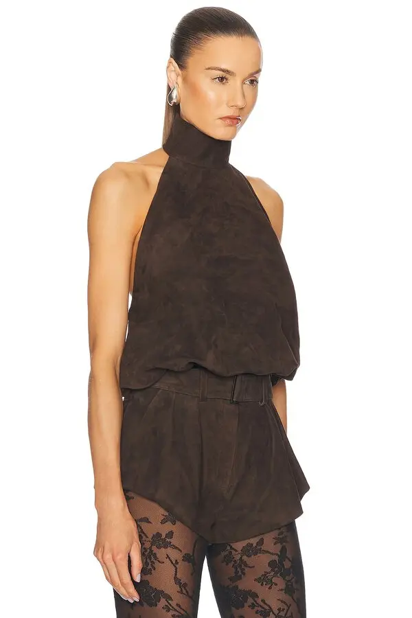 Magda Butrym Suede Halter Top