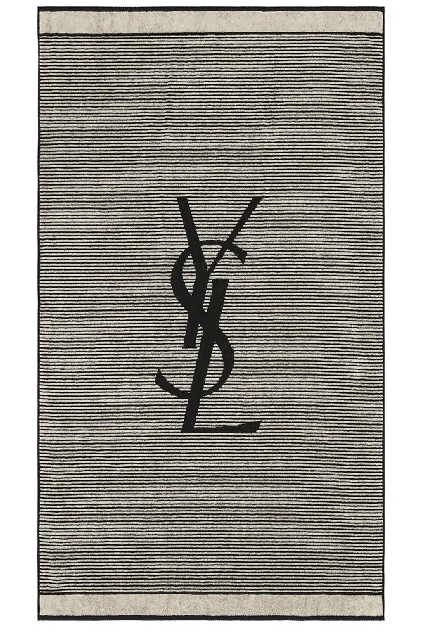 Saint Laurent Serviette De Plage Towel - Beige & Black