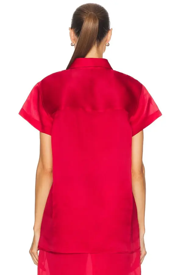 Khaite Keefe Organza Top - Raspberry