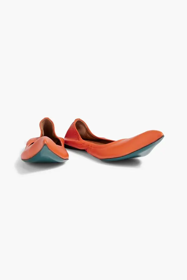 Marni Leather Point-toe Flats - Orange