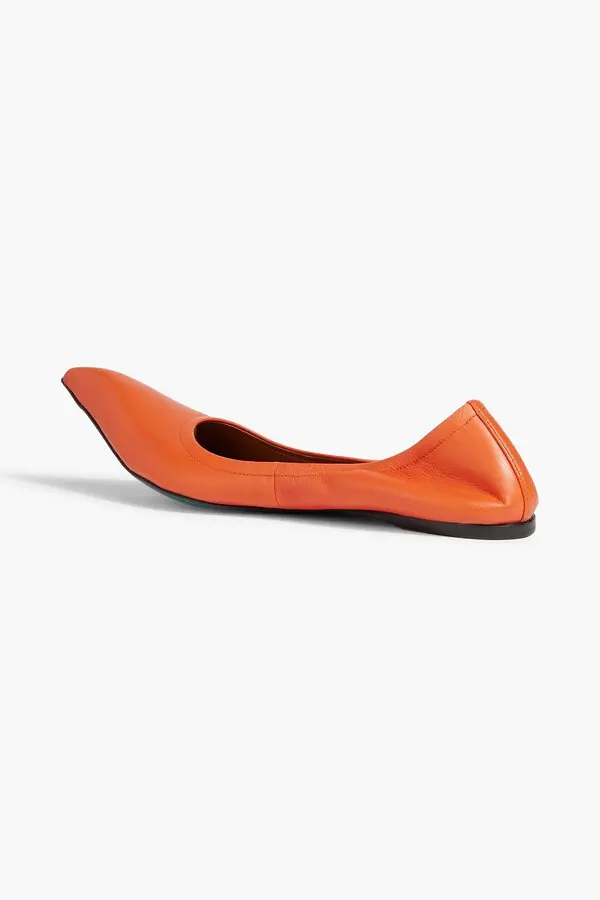 Marni Leather Point-toe Flats - Orange