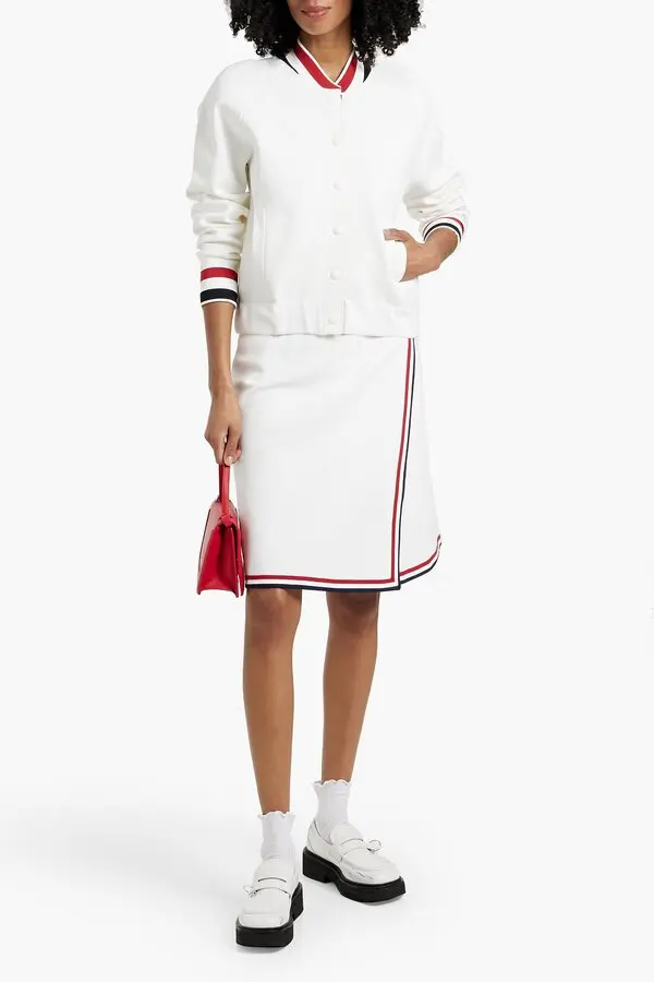 Thom Browne Wrap-effect Striped Knit Skirt