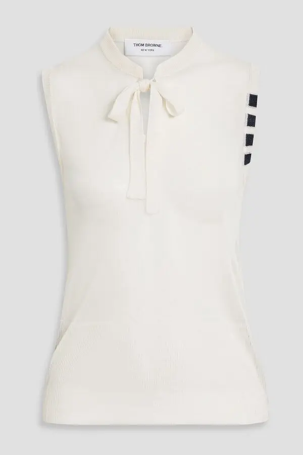 Thom Browne Tie-neck Silk Top