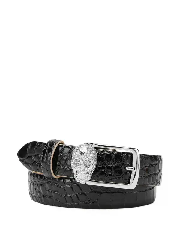 Philipp Plein Skull-embellished Buckle Belt - Black