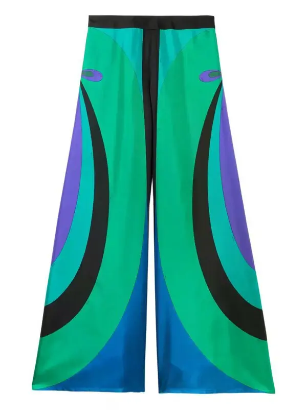 Emilio Pucci Maddalena-print Wide-leg Trousers - Green