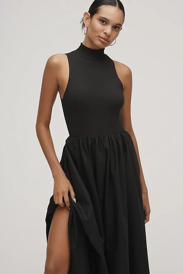 structured midi dress with sleeves Happy holly – Balloon Sleeve Structured Midi Dress – Black – Black