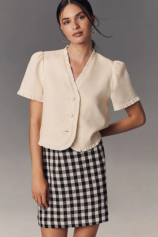 REFORMATION Bess Linen Top - Sugar